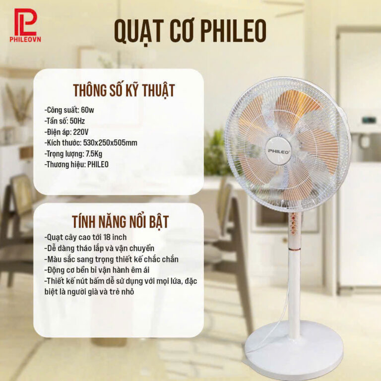 Quạt cây Hàn Quốc Phileo PH-8600R khung 46cm công suất 60W